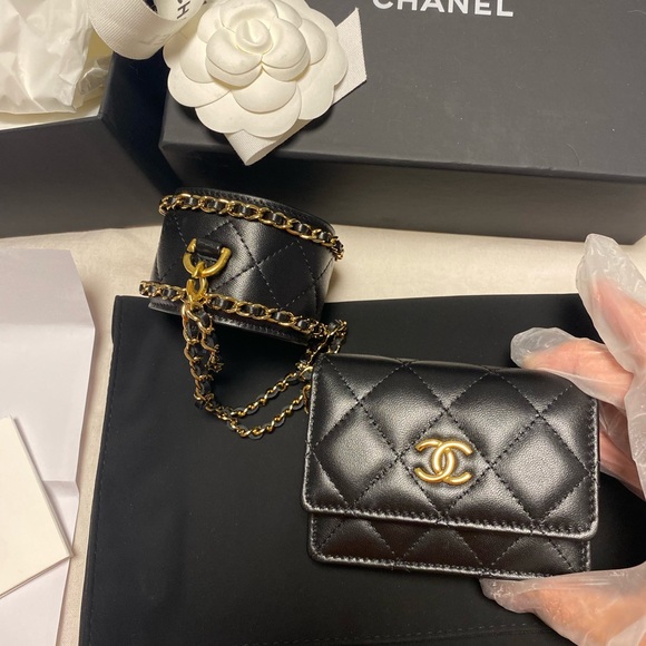 CHANEL | Bags | Authentic Rare 222 Chanel Wristlet Cuff Chain Wallet ...